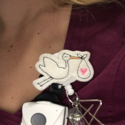 Stork Badge Reel / Nurse Badge Reel / OBGYN / Retractable ID Badge ...