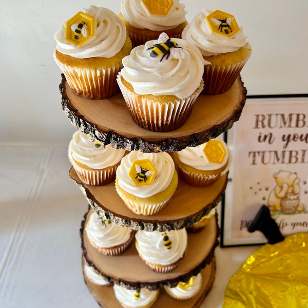 15 HONEY BEES EDIBLE Sugar Cupcake or Cake Toppers - Bee Decorations ...