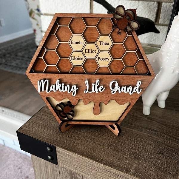 Personalized Bee Hive Family Tree Plaque: Custom Grandparent Gift ...