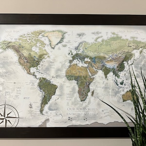 World Map Push Pin, USA National Parks Included, Illustrated World Pin ...