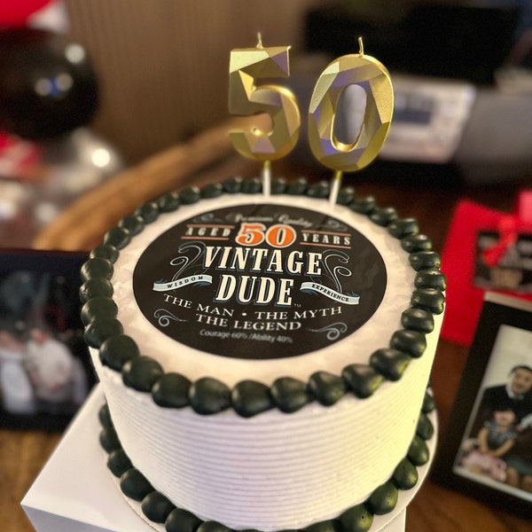 Vintage Dude 50th - Edible Cake or Cupcake Topper - Etsy