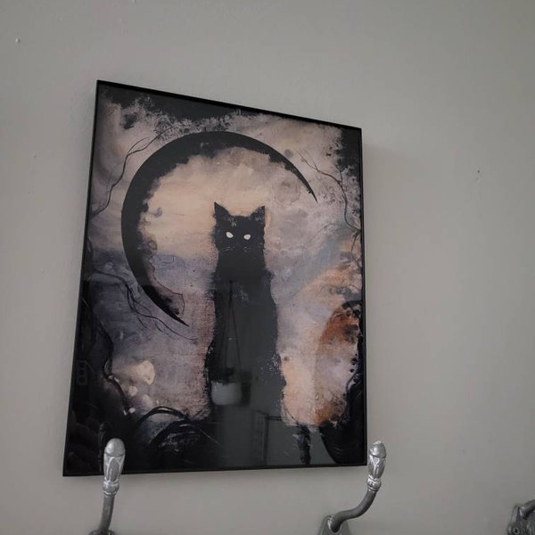 Fearless Familiar - Dark Cat Wall Art Print - Witchy & Skinny Black ...