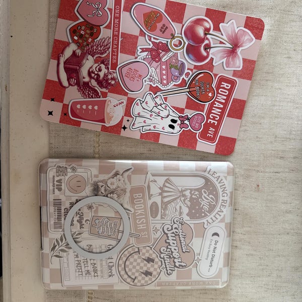 Bookish Sticker Inspired Kindle Insert - Neutral Checkered Compatible ...