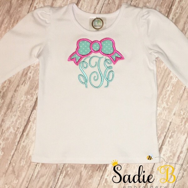 Bow Monogram Topper Applique Machine Embroidery Design - Etsy