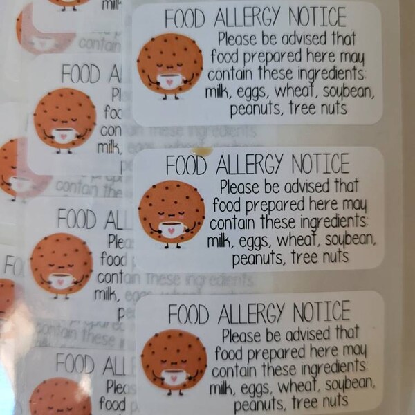Cute Allergen Stickers, Small Food Labels, Bakery Stickers - Etsy