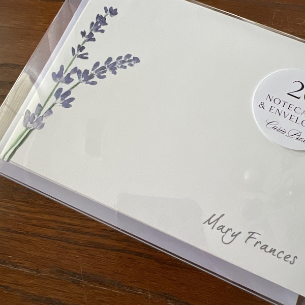 Personalized Watercolor Floral Greenery Stationery, Women Flat Notecard ...