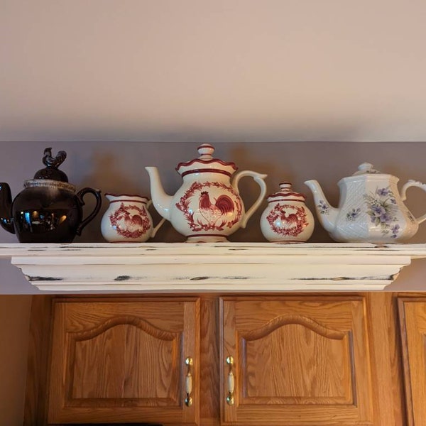 French Country Shelf With Knobs / Distressed Shelf With Knobs / Kitchen ...