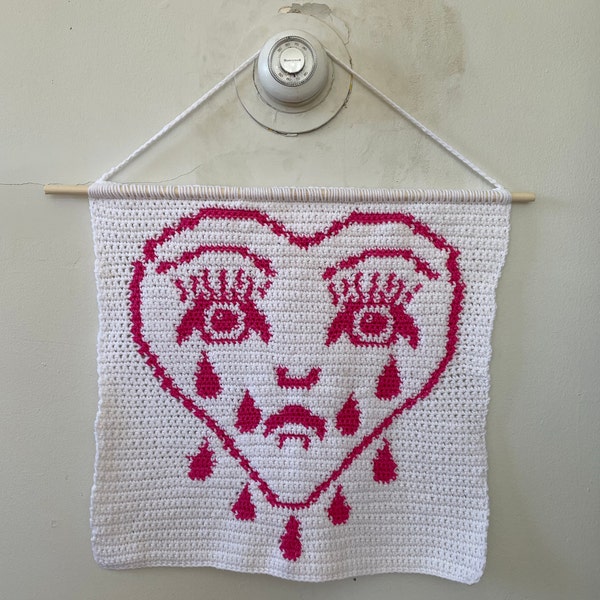 Crying Heart Crochet Wall Hanging Pattern - Etsy