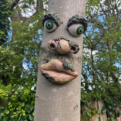 Willy the Tree Face. Funny Faces for Trees. Outdoor Sculpture, Statue ...