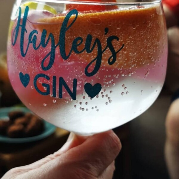 Gin Glass Decal, Gin Glass Sticker, Names for Drinks Glasses ...