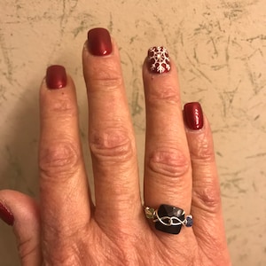 Sleek Green and White Spotted Jade Ring Sterling Silver | Etsy