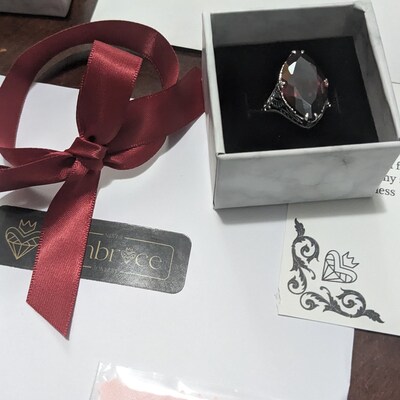 Ruby Ring/ Sterling Silver/ 20ct Big Huge Square Cut Simulated Red Gem, Vintage Art Deco Revival ...