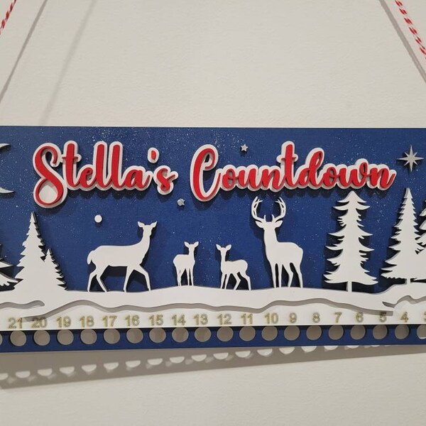 DIGITAL FILE, Christmas Countdown Calendar, Candy Cane Countdown, Reindeer Theme, 3 Layer SVG ...