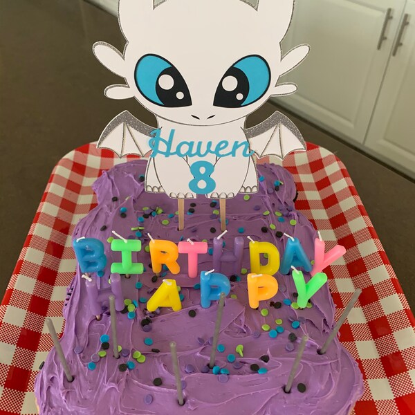 Light Fury Dragon: How to Train Your Dragon Birthday Cake Topper ...