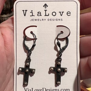 Rocker Cross Stud Earrings, Medieval Cross, Dangle Cross, Gothic Cross ...