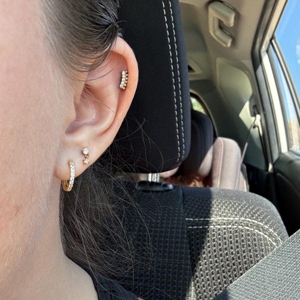 14k Solid Gold Spike Cone Rook Piercing Eyebrow Piercing Belly Button ...