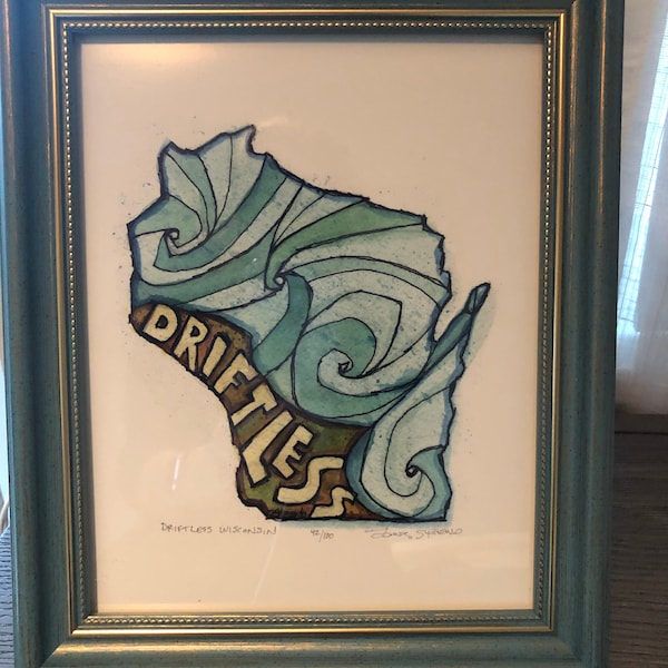 Driftless Wisconsin Watercolor Map Art Print by James Steeno - Etsy