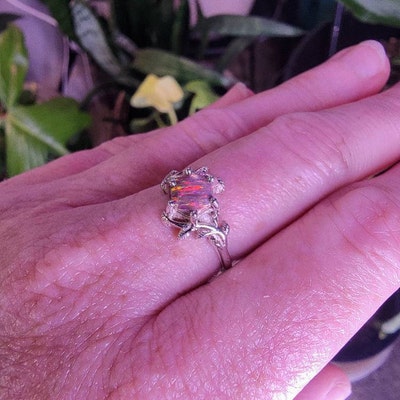 Pear Red Rose Ruby Ring for Women, Statement Ring, Ring for Her ...