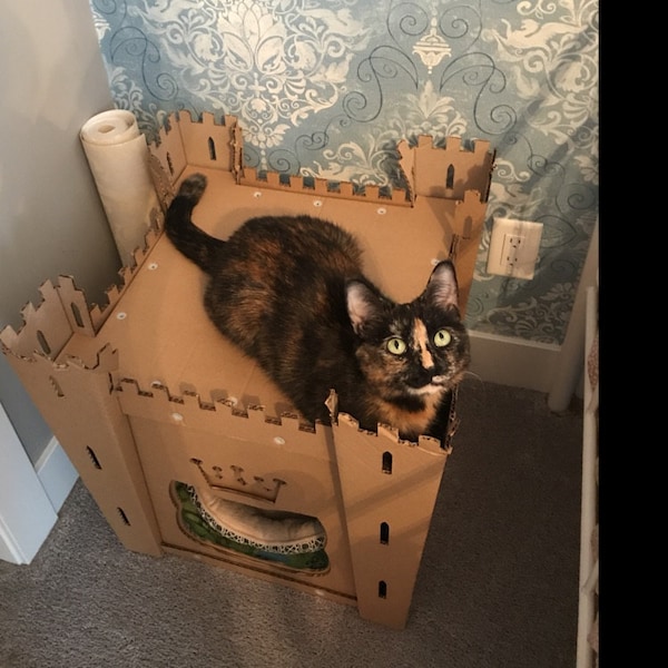 Cat's Fortress Cardboard Cat House - Etsy