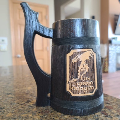 The Green Dragon Beer Stein Personalized Wooden Mug 0.7 L 23oz Natural ...