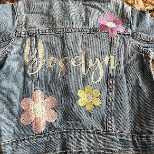 Jean Jacket, Embroidered Wildflower Jacket, Embroidered Denim Jacket, Embroidered Denim Jacket ...