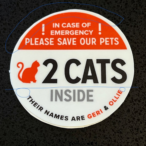Pet Inside Emergency Sticker With Names, Emergency Pet Sticker, Pet ...