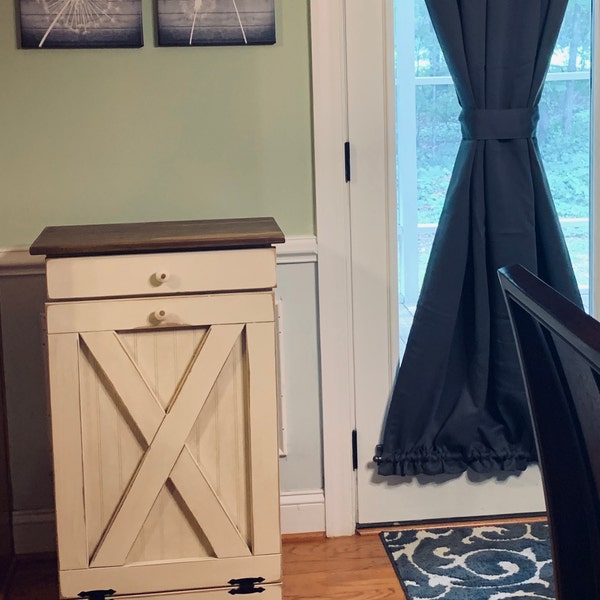 Amish Handmade Tilt-out Trash Can | Rustic Barn Door Cabinet, 50 Qt - Etsy