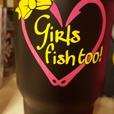 Fish Decal Girls Fish Too Decal Fish Hook Decal Girls Fish Too Car ...