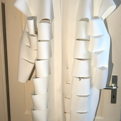 White Futuristic Jacket, Neoprene Cutout Jacket, Avant Garde Coat ...