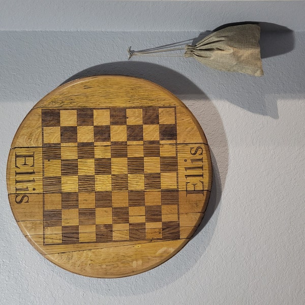 Whiskey Barrel Checkerboard: Handmade Rustic Board Game With Wood ...