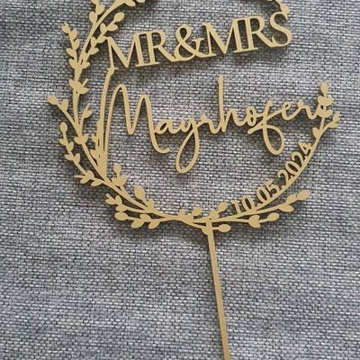Mr Mrs Cake Topper,gold Wedding Cake Topper, Personalized Cake Topper ...