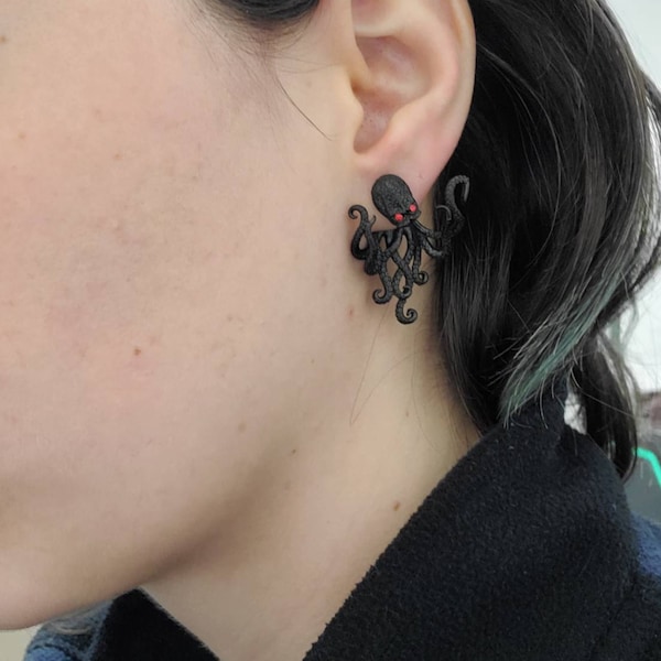Octopus Ear Jacket, Crawling Tentacles, Gothic Stainless Steel Earring ...
