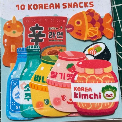 10 Korean Snacks Sticker Pack Water Resistant Laminated Die Cut Sticker ...