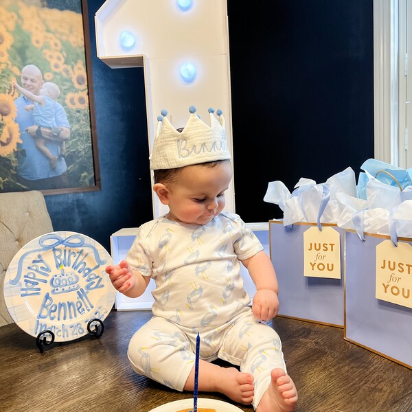 Personalized Name Birthday Crown, Boy's Birthday, Baby Blue Birthday ...