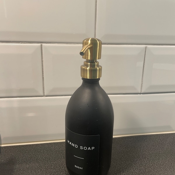Matte Black Glass Bottle - Refillable Coloured Soap Dispenser With ...