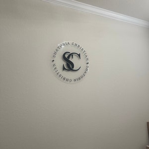 Personalized Round Acrylic Business Sign With Golden Edges and - Etsy