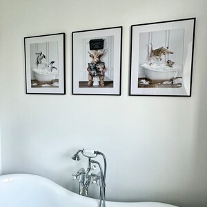 Lion Cubs Playing in Bath Tub Print, Lions Bathing, Funny Bathroom ...