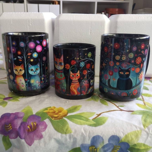 CUTE OWL MUG Large Black Mug 15oz Owl Lover Coffee Mug Owl Gift Her Owl ...