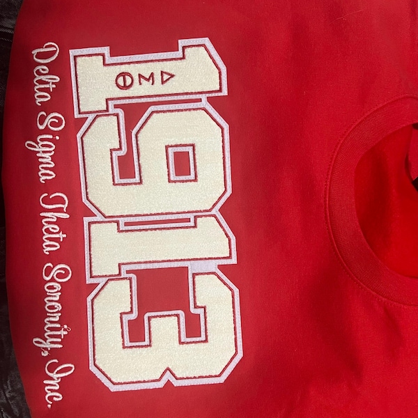 Delta Sigma Theta Sweatshirt , 1913, J13, Sorority, Delta Embroidered ...