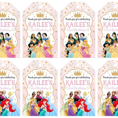 Princess Thank You Tags, Princess Tags, Princess Party, Pink Gold Crown ...