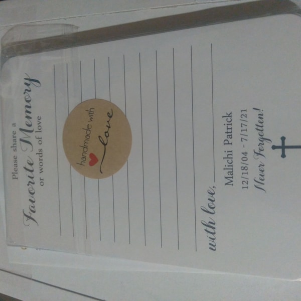 Handmade Memorial Share a Memory Cards - Memorial Cards - Share Words ...