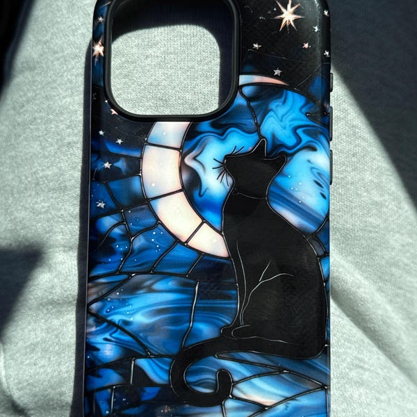 Stained Glass Effect Sunset Surf Phone Case, Beach Theme Mosaic Waves ...