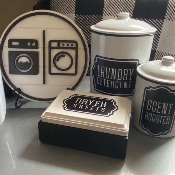 Laundry Detergent Decal, Laundry Room Soap Powder Container Sticker ...