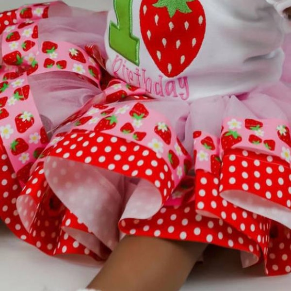 First Strawberry Birthday Tutu Outfit, Berry 1st Birthday Shirt, Tutu ...