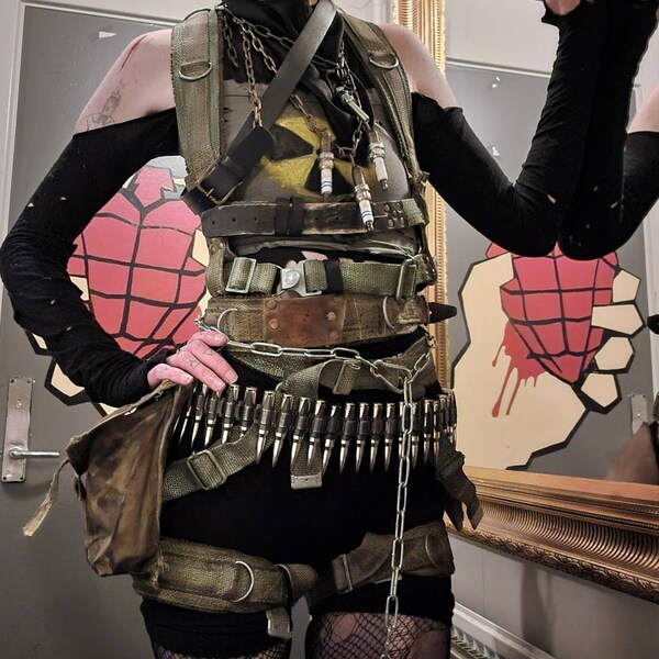 Black Leather Hood - Post Apocalyptic Hood - Upcycled Leather Muffler ...