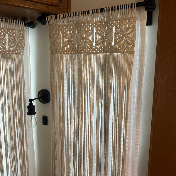 Macrame Valance Beads, Neutral Macrame Curtain - Etsy