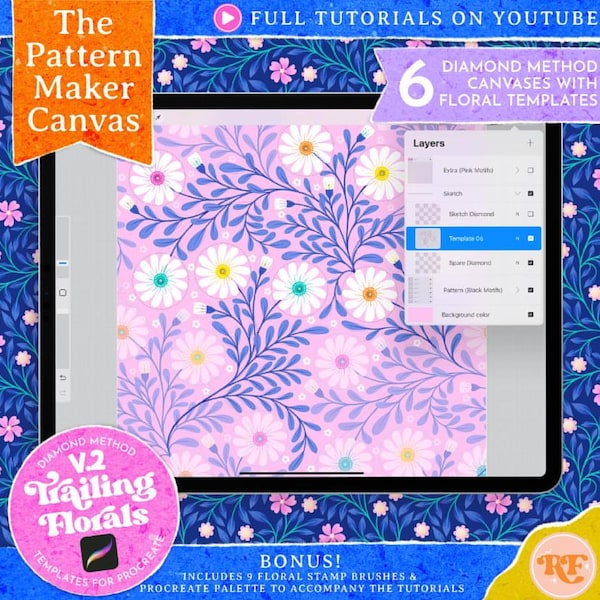 The Pattern Maker Canvas for Procreate, Texture Brushes and Seamless Canvas Texture Overlays for ...