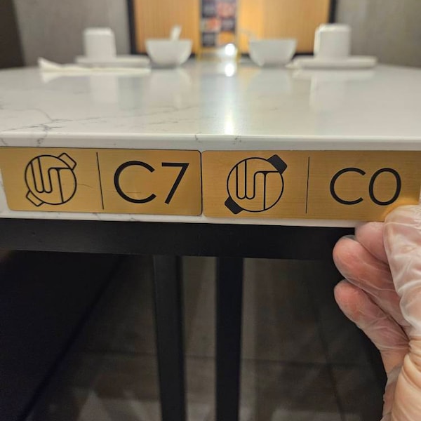Engraved QR Code Plaque to Place on Table Logo, Table Number ...