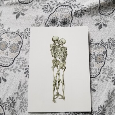 Skeleton Kiss Postcard: Anatomy Card Love Forever Unique - Etsy