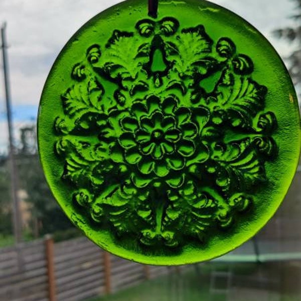 Handmade Sun With A Face Recycled Wine Bottle Glass Medallion ...